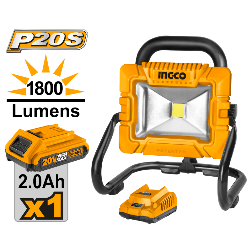 Lampara Ingco Led 20v - 20w C/bat.c/cargador # Cwli20258