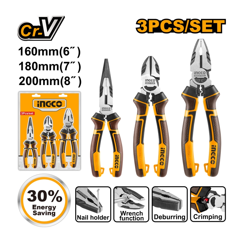 Alicate Ingco Universal, Punta Larga, Corte Diagonal Industrial Jgo ...